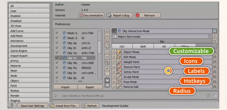 Blender - Pie Menu Editor Download v1.18.8