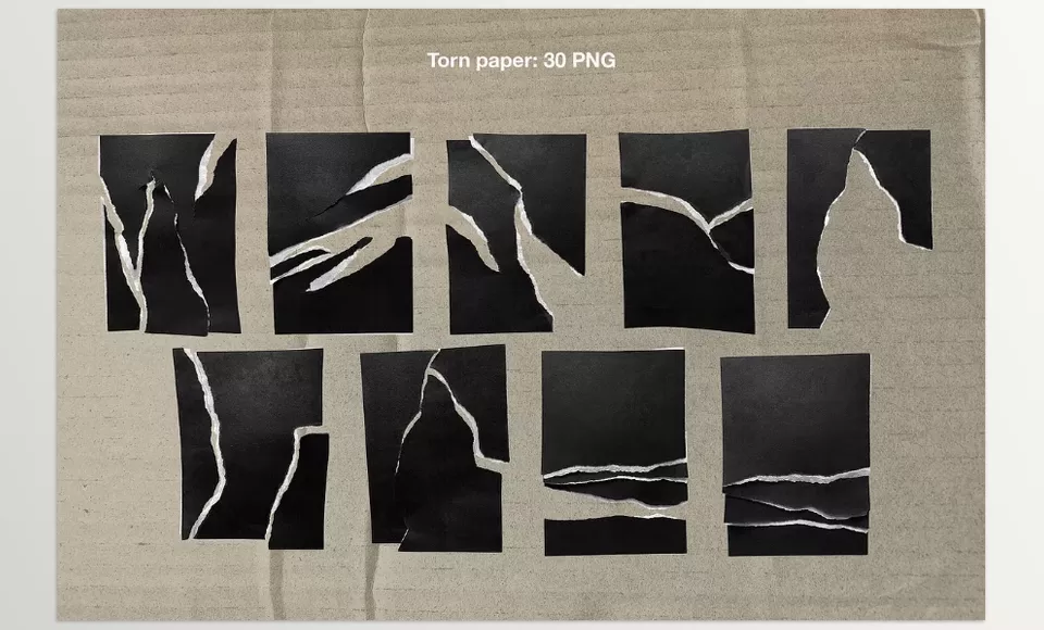 Creative Market - Torn Paper Bundle 85 PNG, PSD Download 91546878